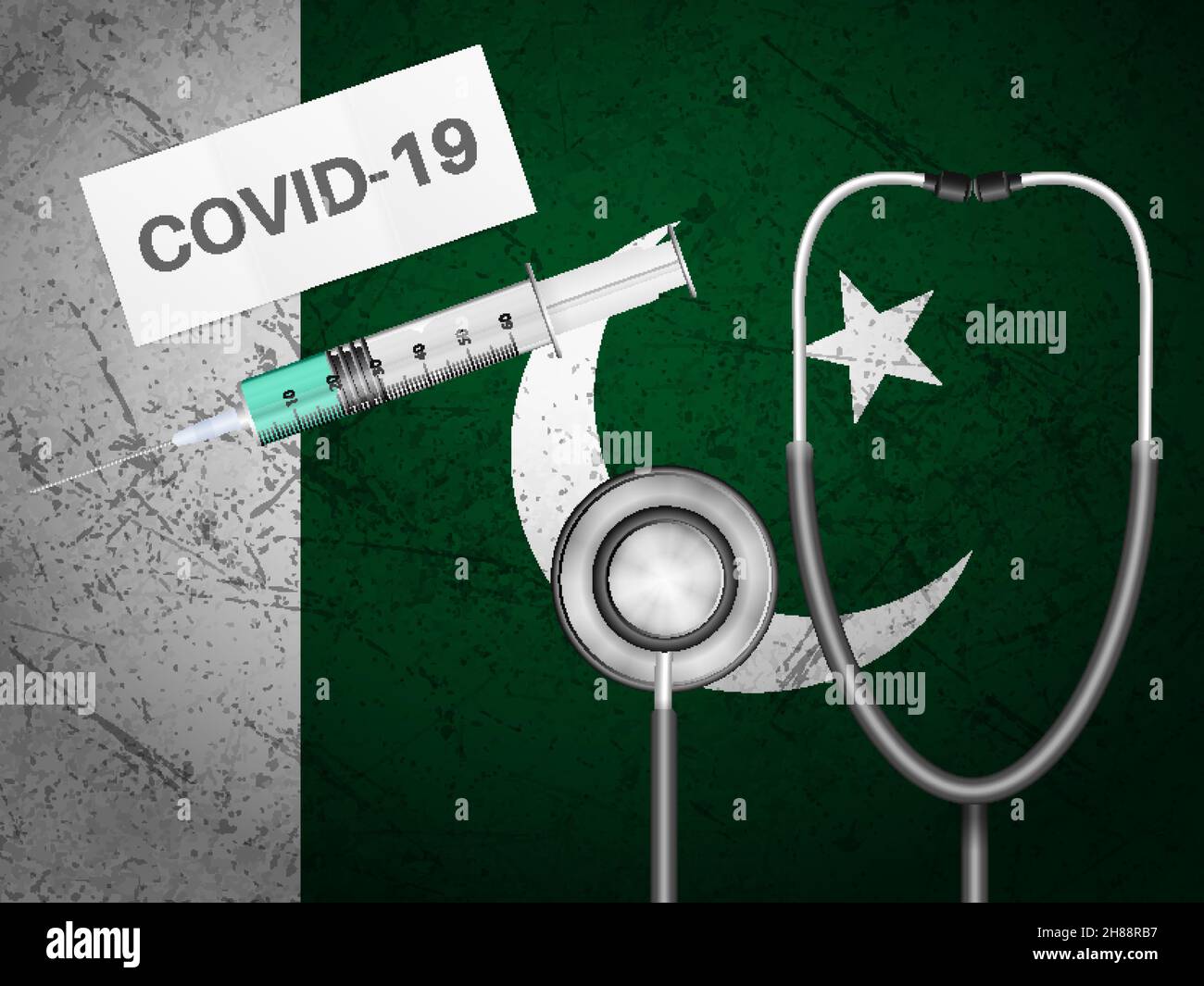 Medical equepment on Pakistan flag background. Vector illustration ...