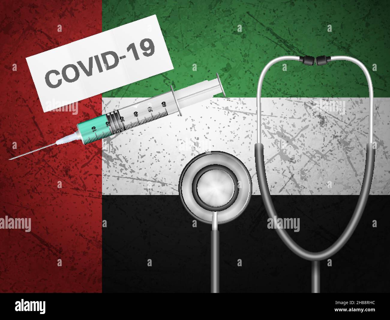 Medical equepment on UAE flag background. Vector illustration Stock ...