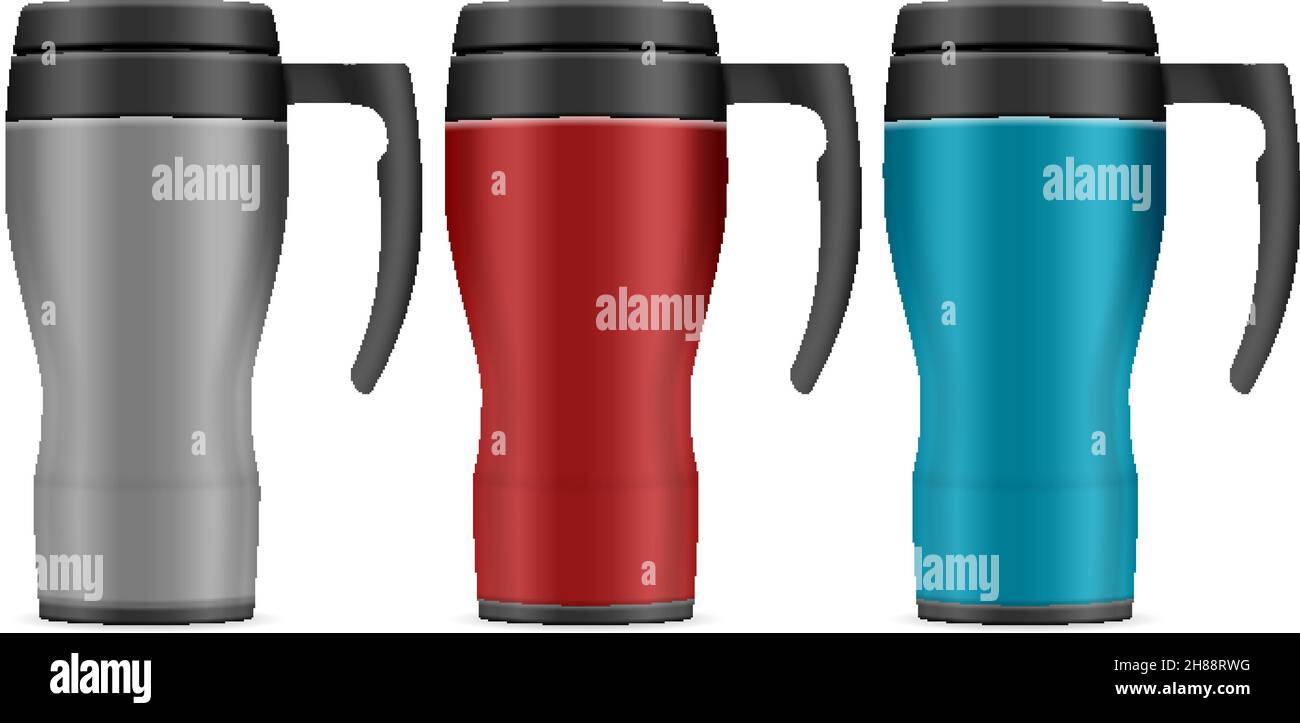 Travel mug set on a white background. Vector illustration Stock Vector ...