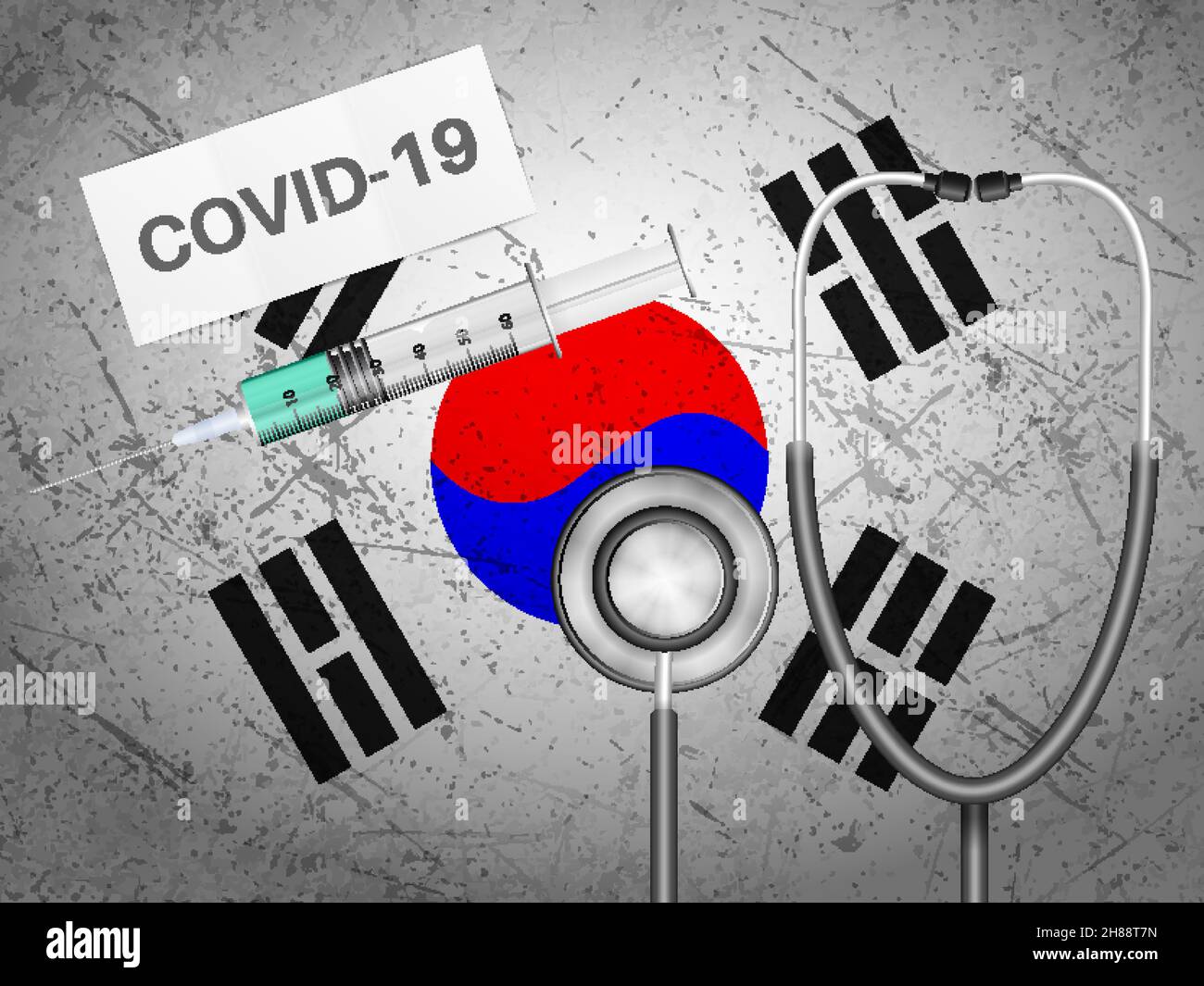 Medical equepment on South Korea flag background. Vector illustration ...