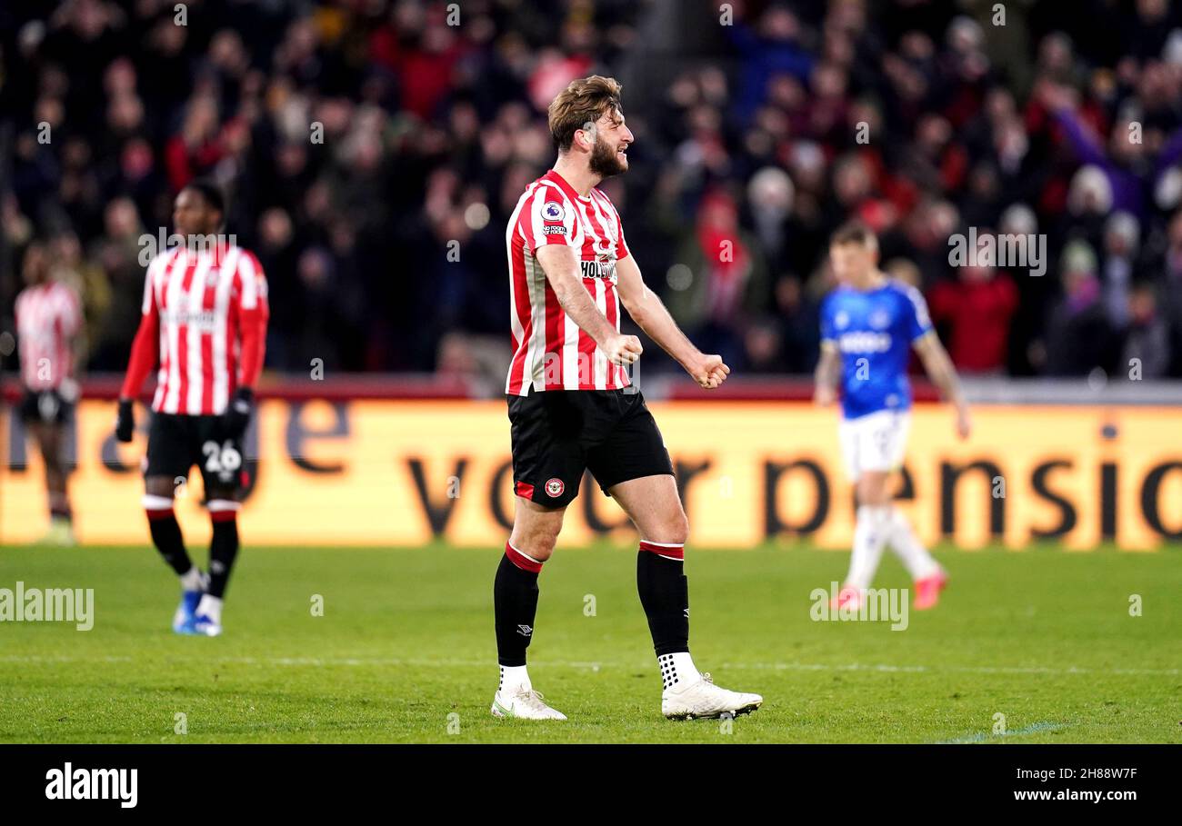 Brentford's Charlie Goode celebrates after the Premier League match at ...