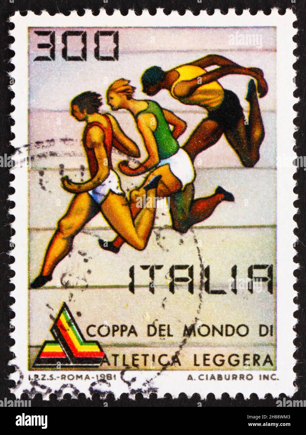 ITALY - CIRCA 1981: a stamp printed in the Italy shows World Cup Races ...