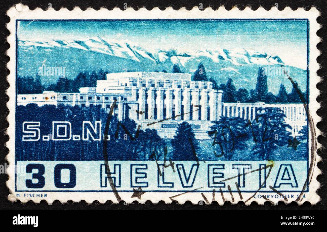 SWITZERLAND - CIRCA 1938: a stamp printed in the Switzerland shows ...
