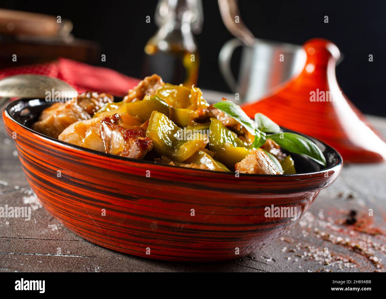 Moroccan Tagine with lamb, pumpkin and green pepper Stock Photo - Alamy