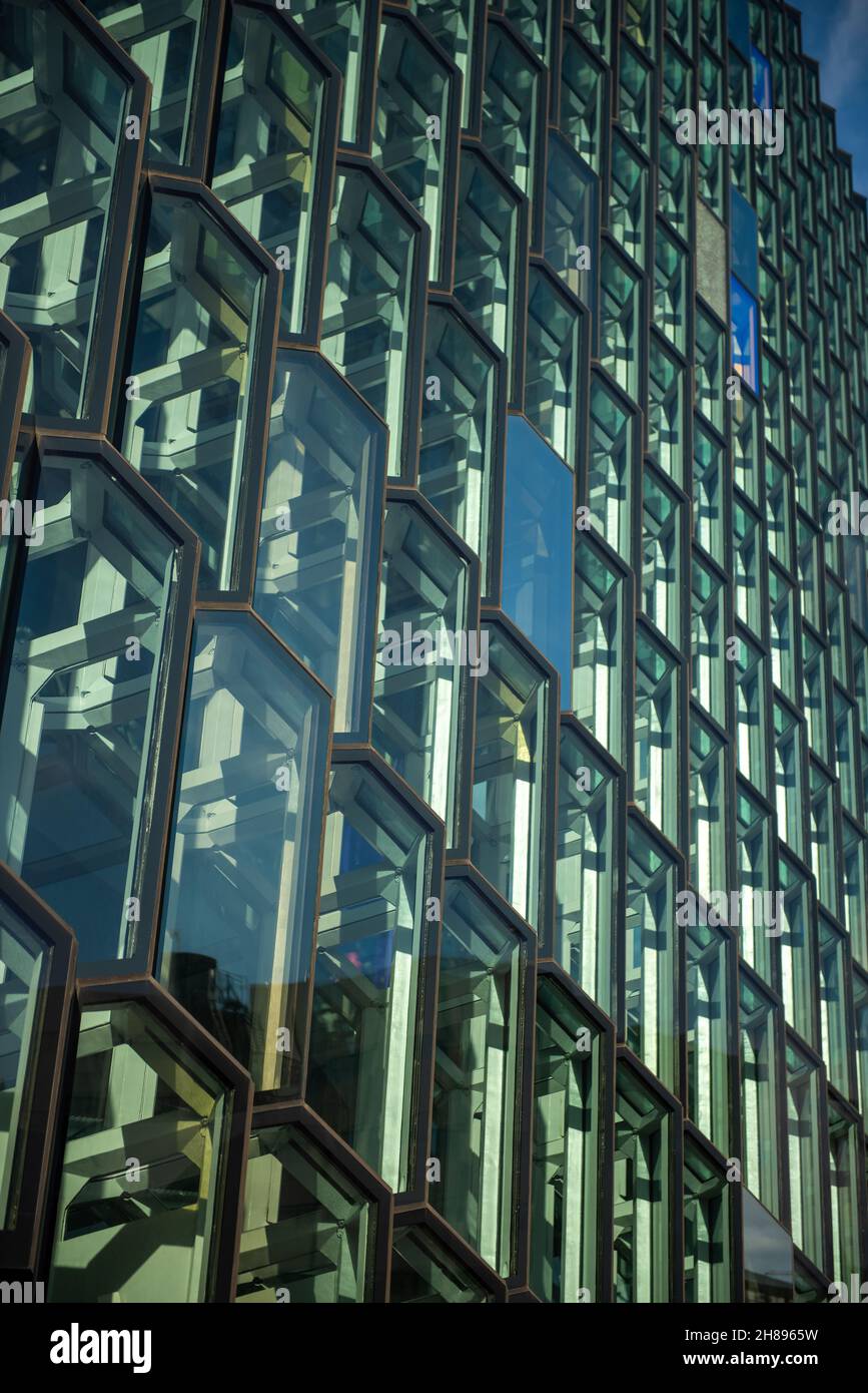 Windows of the Harpa Concert Hall, iceland Stock Photo - Alamy