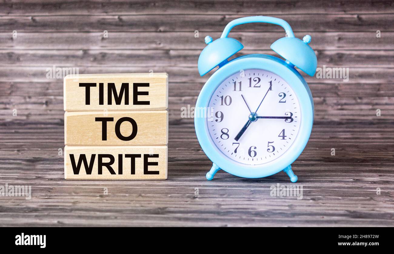 Text Time to Write Written Wooden Blocks Clock Wooden Block Business ...