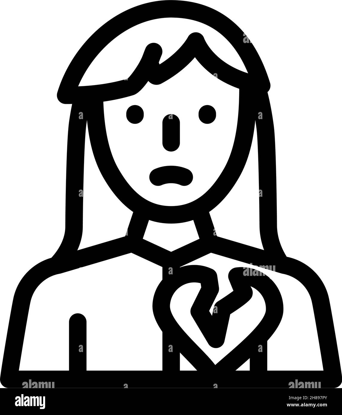 broken heart girl line icon vector illustration Stock Vector Image ...
