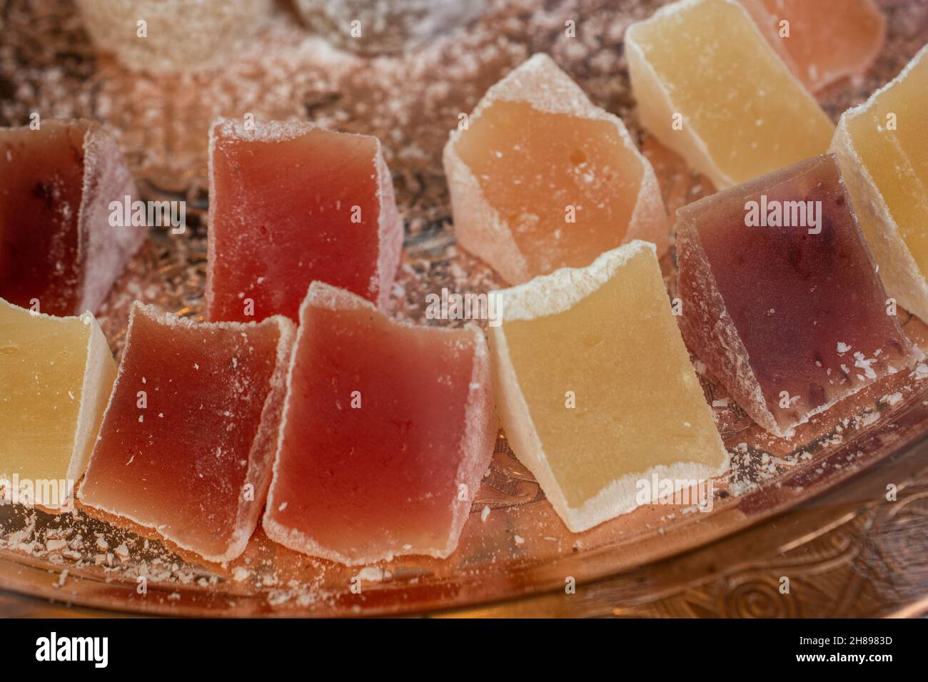 Traditional Turkish Delight, Sugar coated soft candy Stock Photo - Alamy