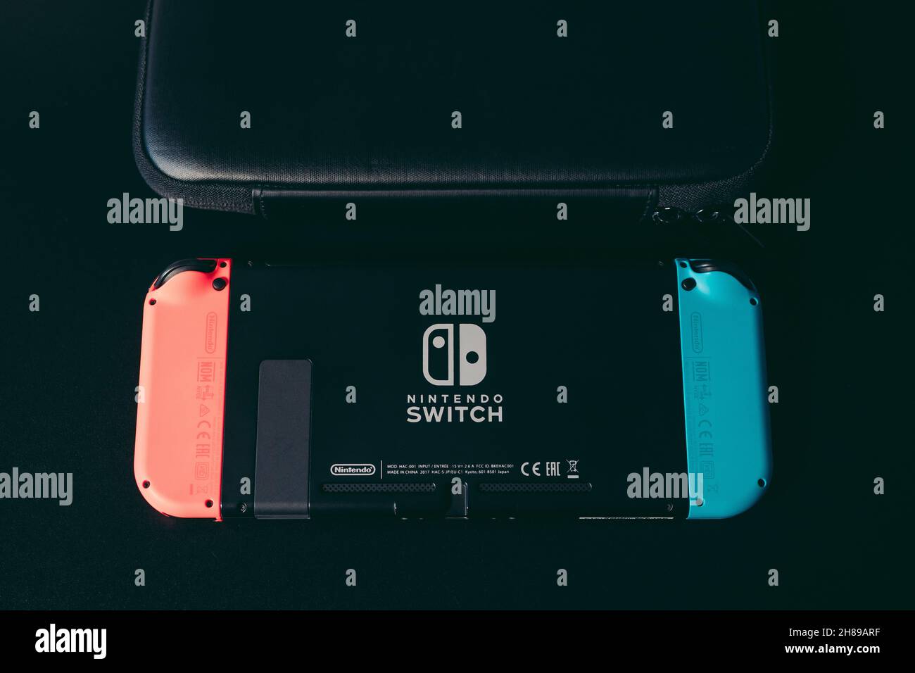 London, UK - 2021.11.27: Product close-up shot of nintendo switch ...