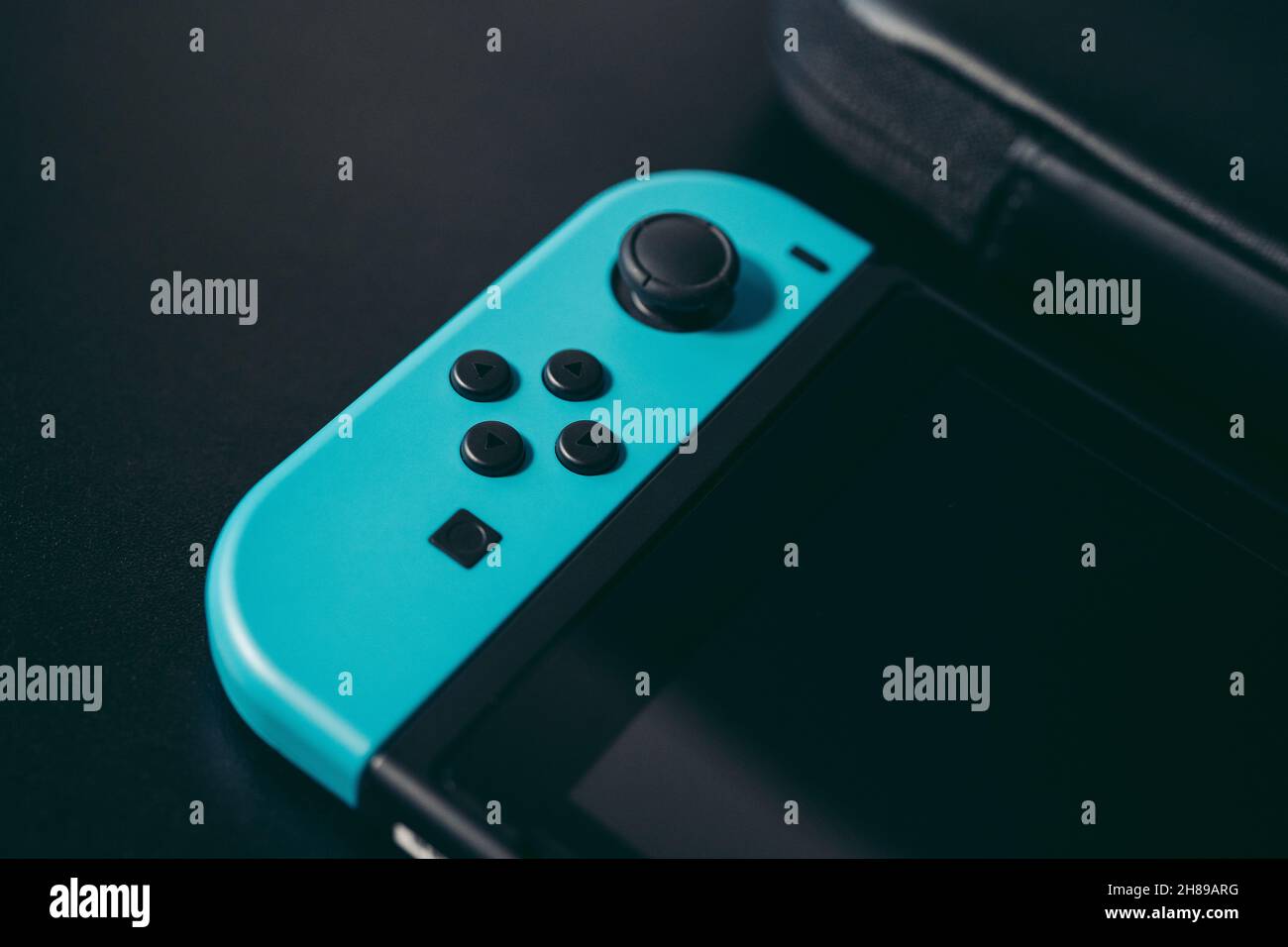 London, UK - 2021.11.27: Product close-up shot of nintendo switch ...