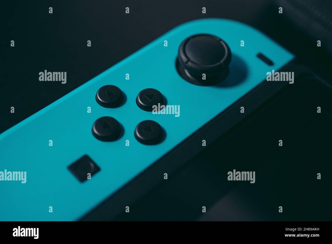 London, UK - 2021.11.27: Product close-up shot of nintendo switch ...