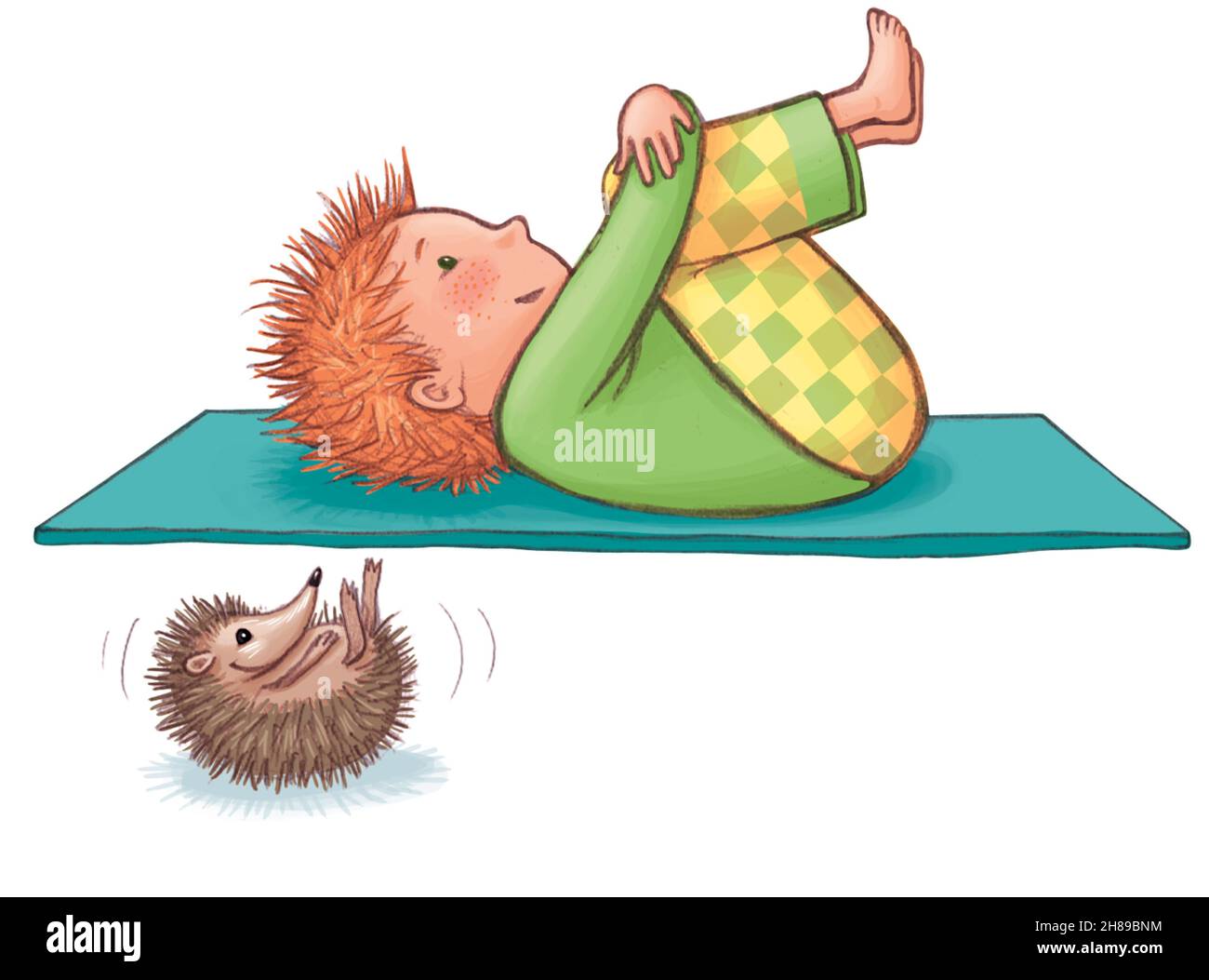 Hedgehog child yoga Stock Photo - Alamy