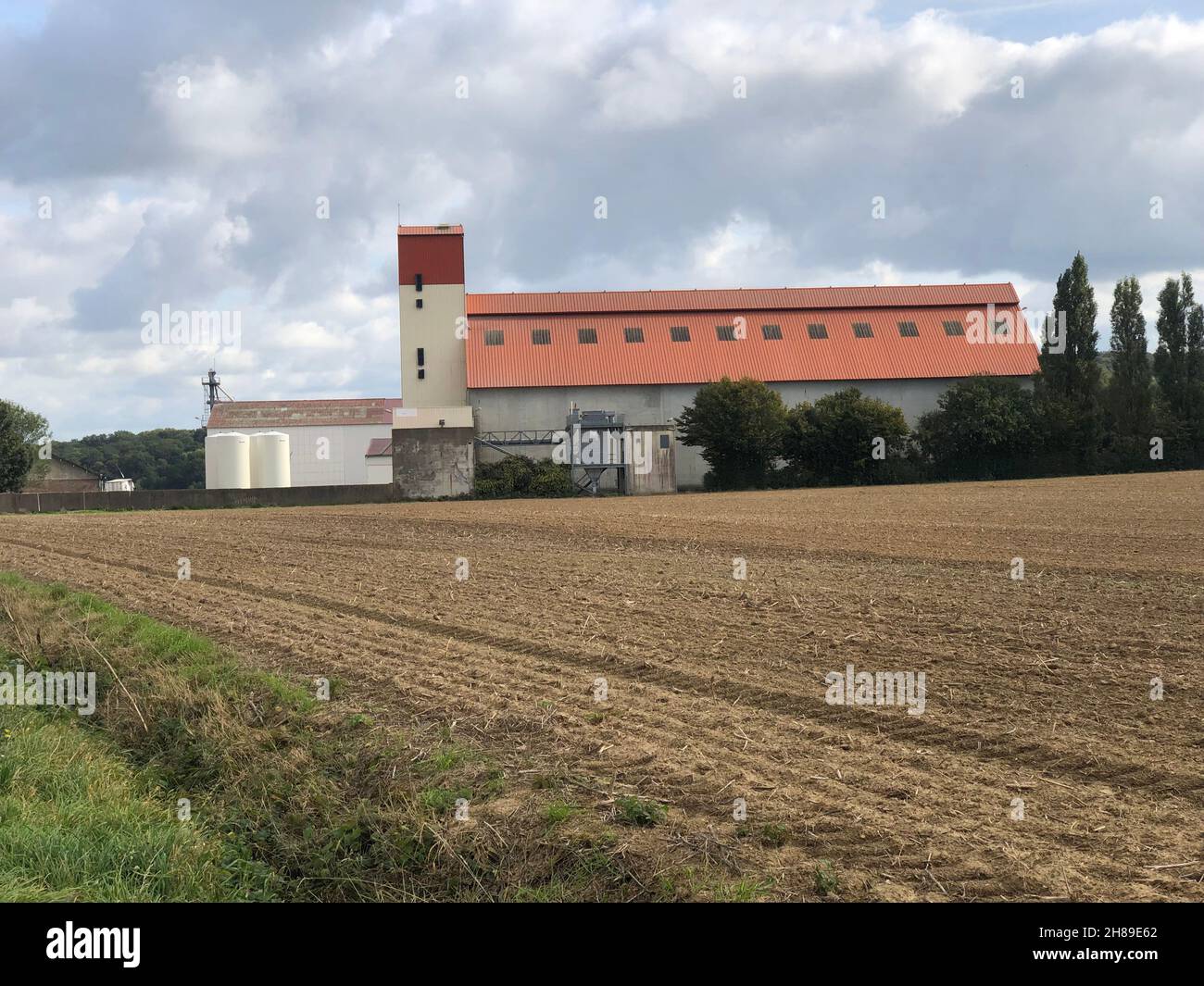 Agricultural silo and processing unit Stock Photo - Alamy