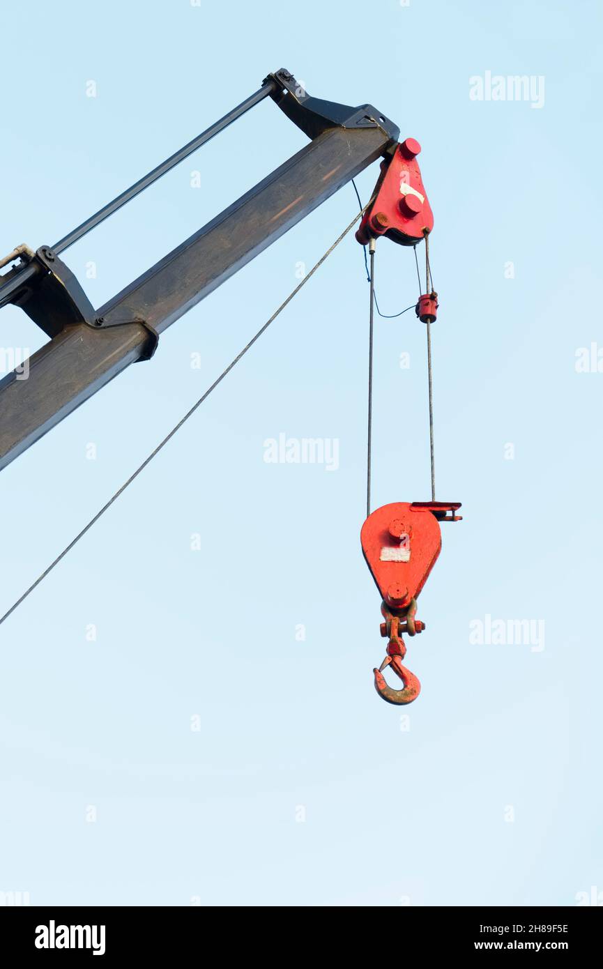 Crane hook for lifting loop close up at shipbuilding yard Stock Photo ...