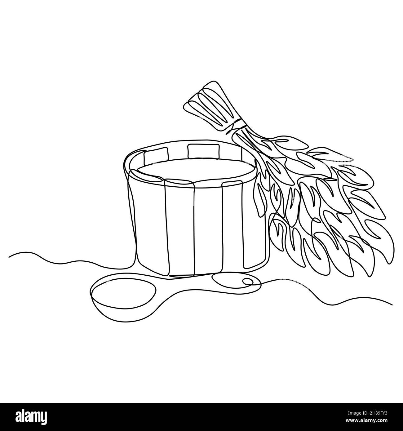 Bath Day. Bath accessories. Solid line. Vector illustration drawn with ...