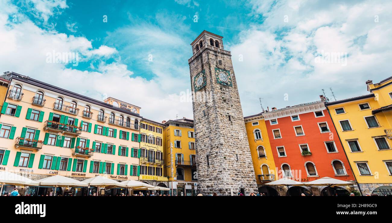 Riva del Garda, Italy - September 22, 2021: Colorful streets of the ...