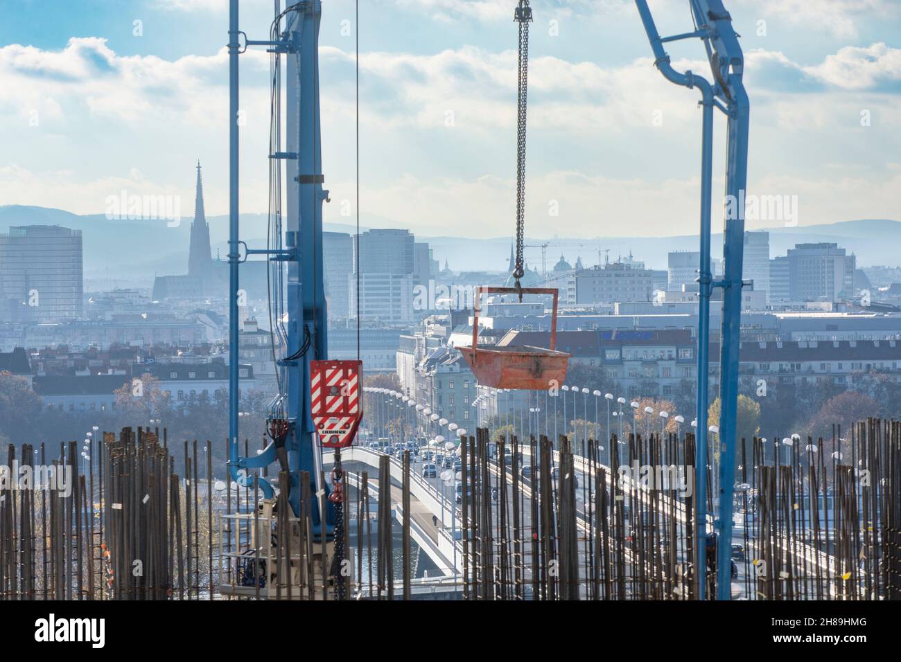 Wien, Vienna: construction site, reinforcement steel, Vienna city ...