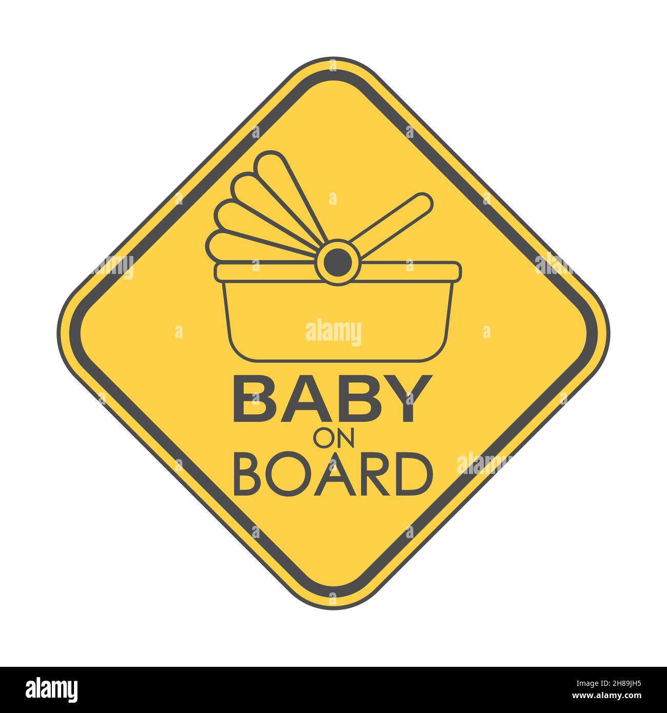 BABY ON BOARD. A square sign with a baby stroller and an inscription ...
