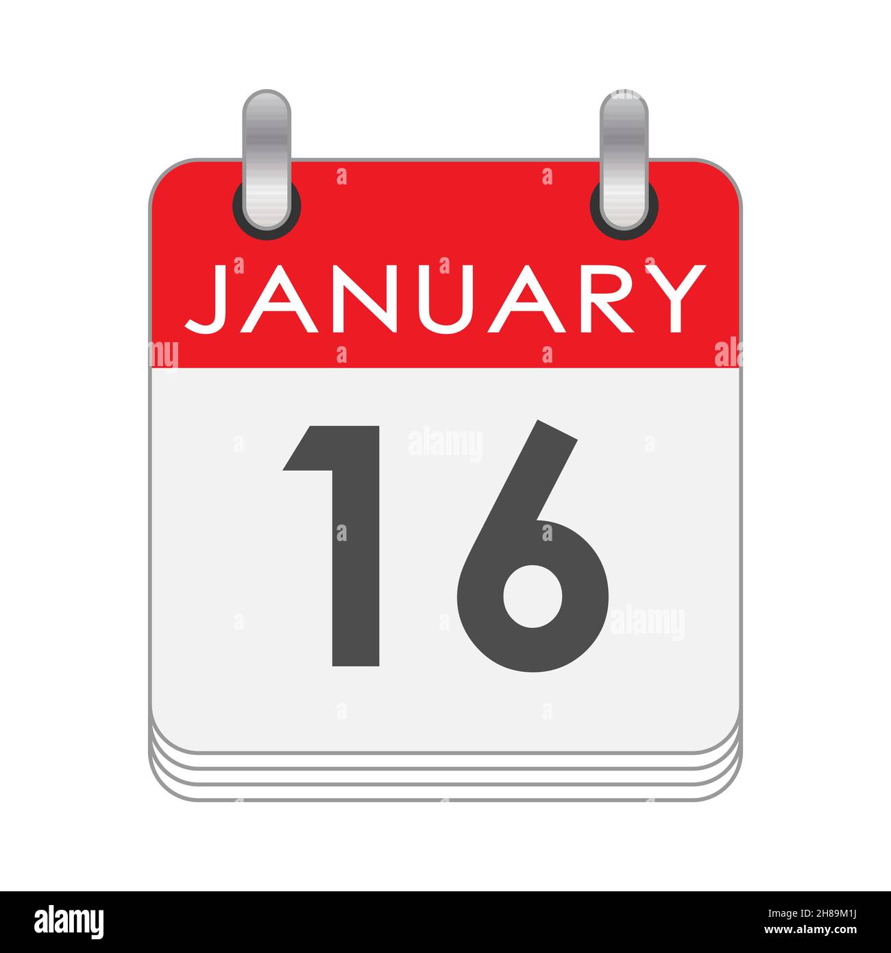 January 16. A leaf of the flip calendar with the date of January 16 ...