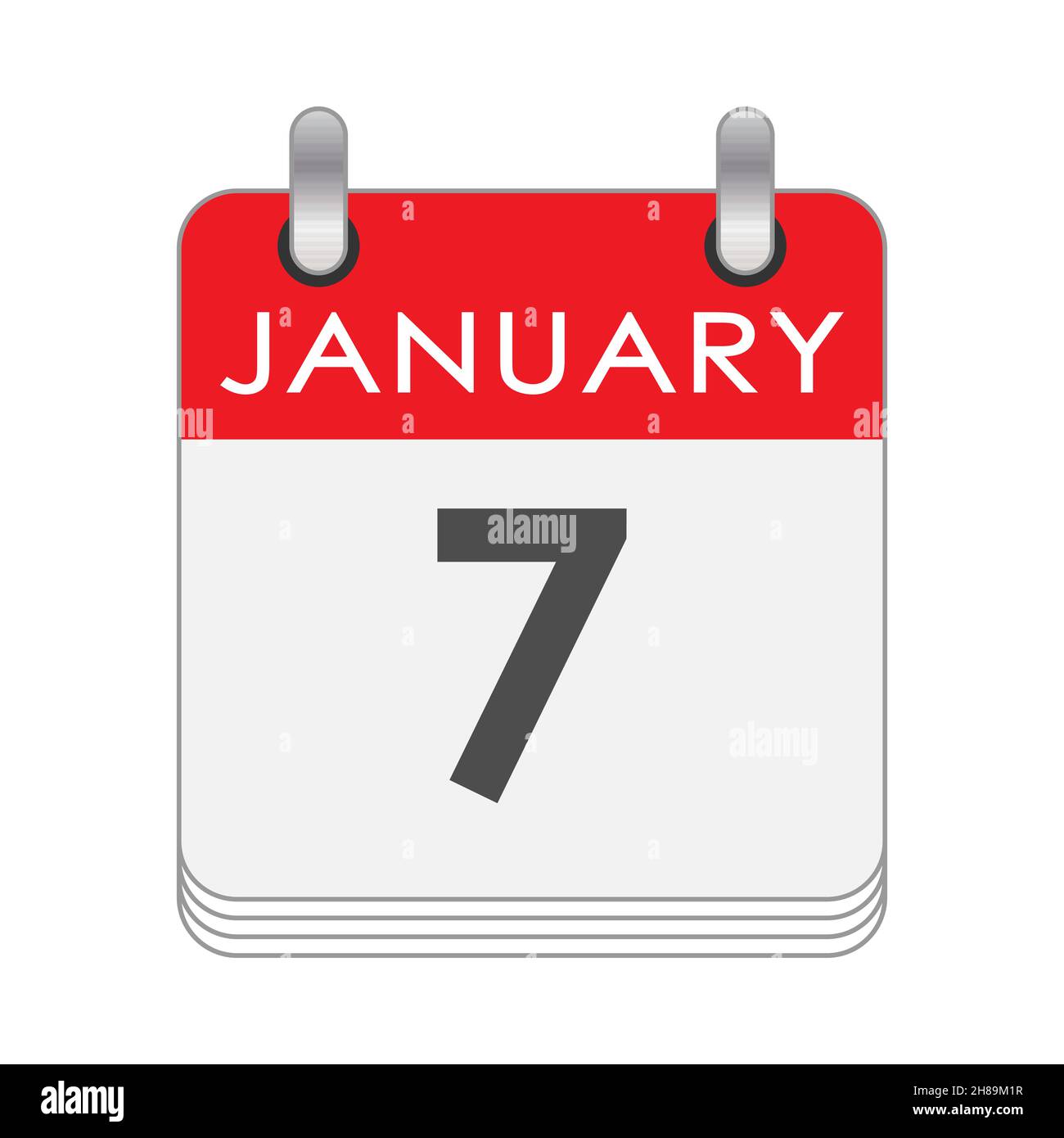 January 7. A leaf of the flip calendar with the date of January 7. Flat ...