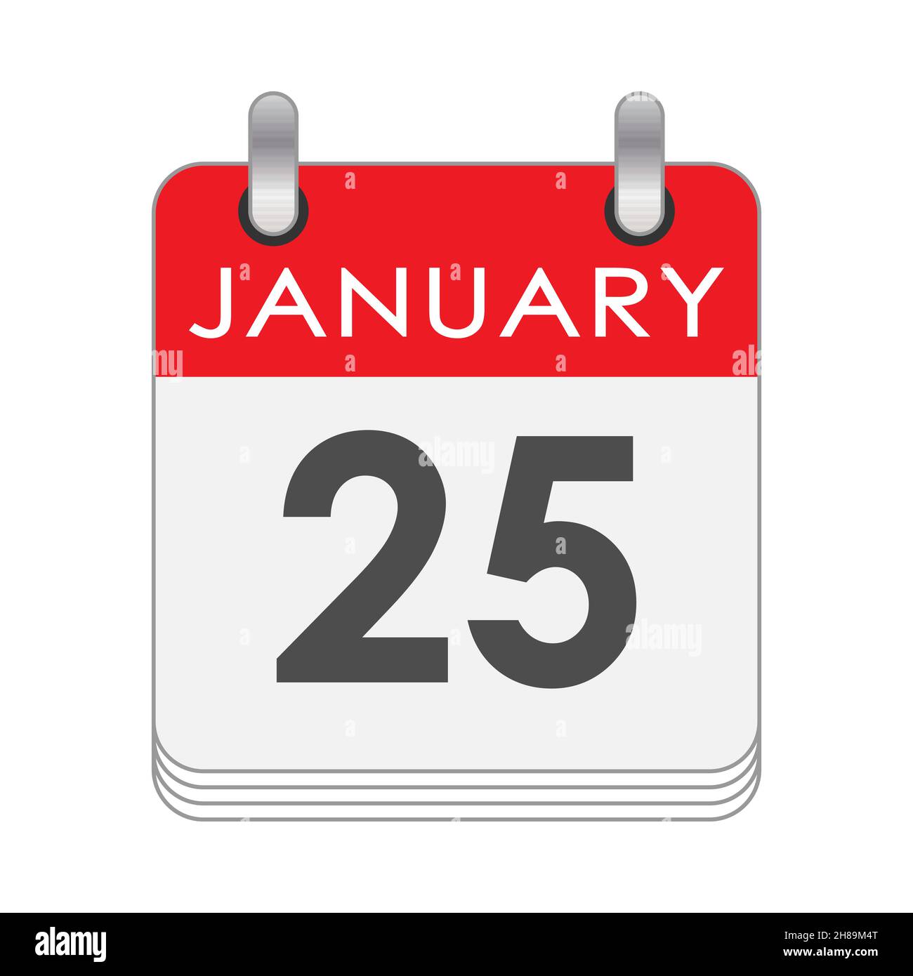 January 25. A leaf of the flip calendar with the date of January 25 ...