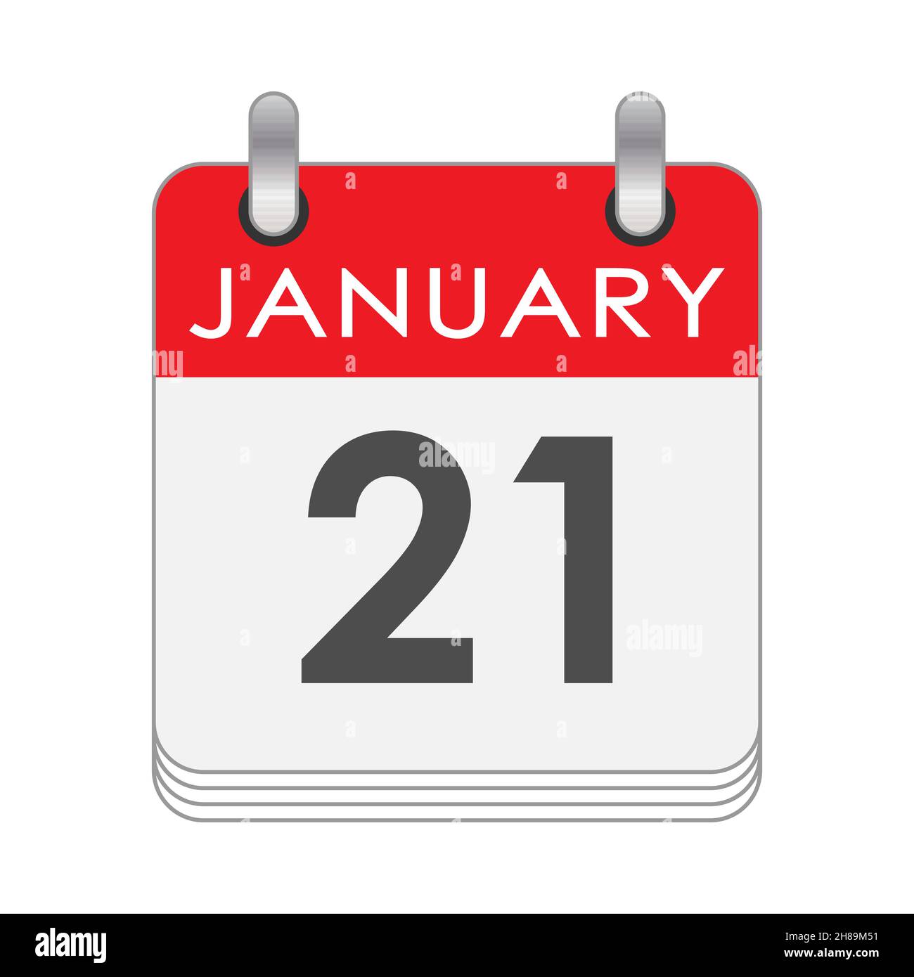January 21. A leaf of the flip calendar with the date of January 21 ...