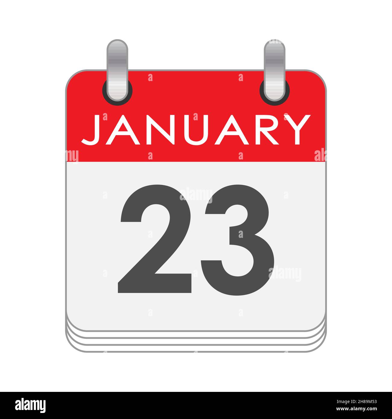 January 23. A leaf of the flip calendar with the date of January 23 ...