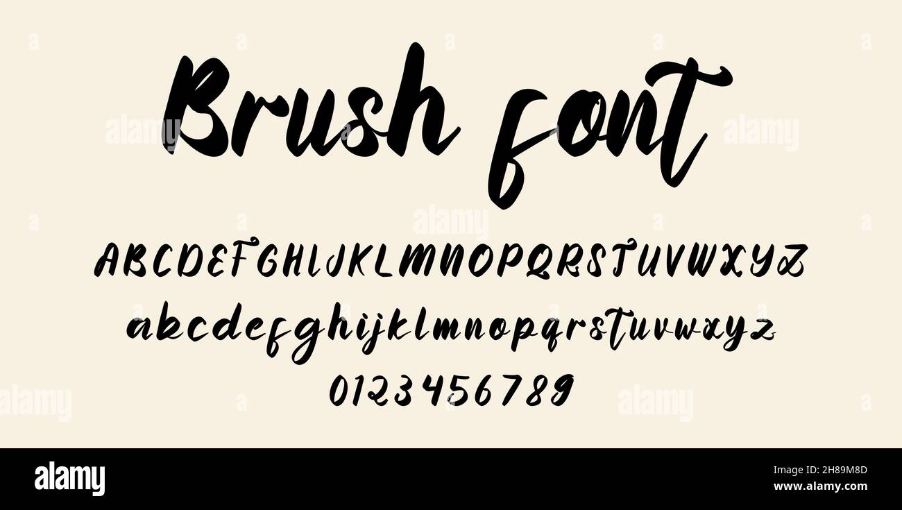Brush font alphabet vector illustration isolated Background Stock ...