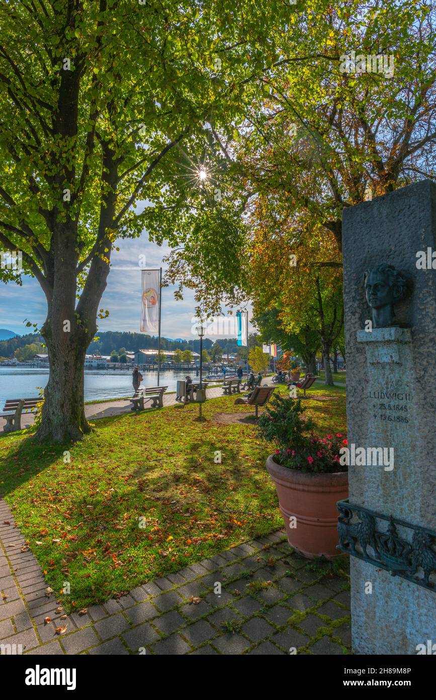 Prien town on Lake Chiemsee in the prealpine plateau Chiemgau, lake and ...