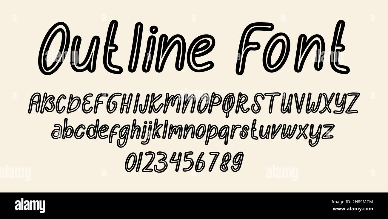 outline font alphabet vector illustration isolated Background Stock ...