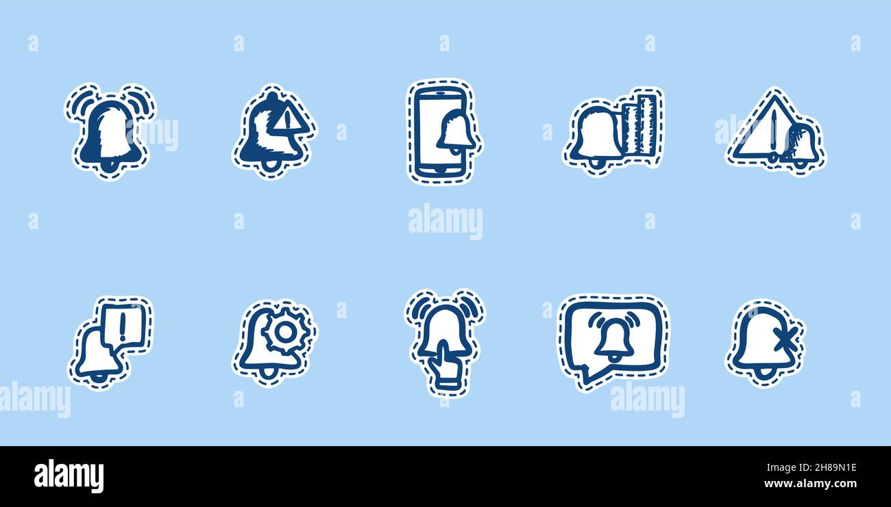 Notification line doodle art sticker vector illustration isolated ...