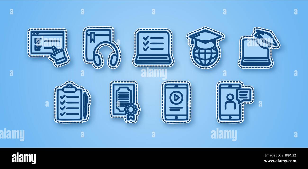 online learning line art sticker vector illustration isolated ...