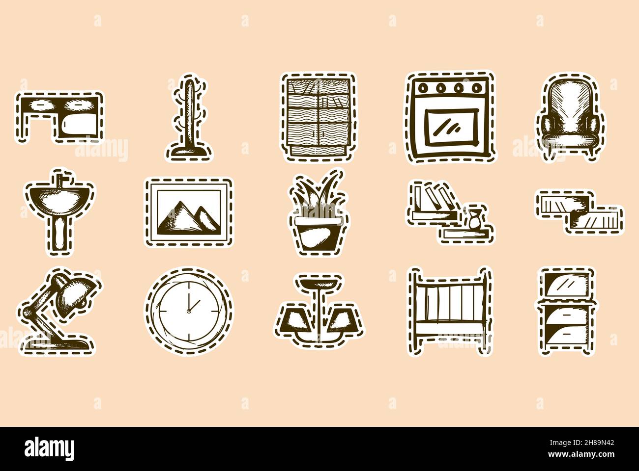 Continuous line drawing sofa hi-res stock photography and images - Alamy