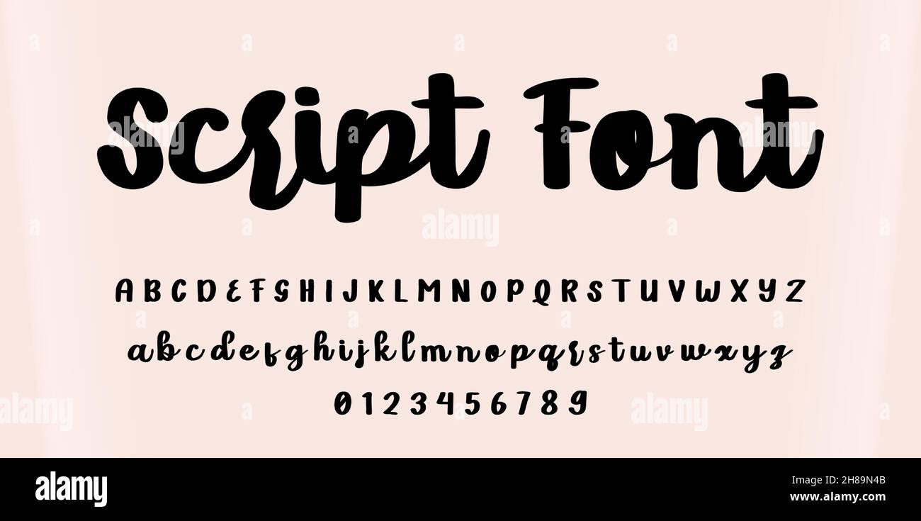 Handwritten script font. brush font vector illustration isolated ...