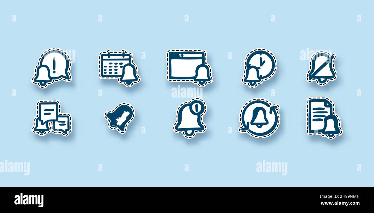 Notification line doodle art sticker vector illustration isolated ...
