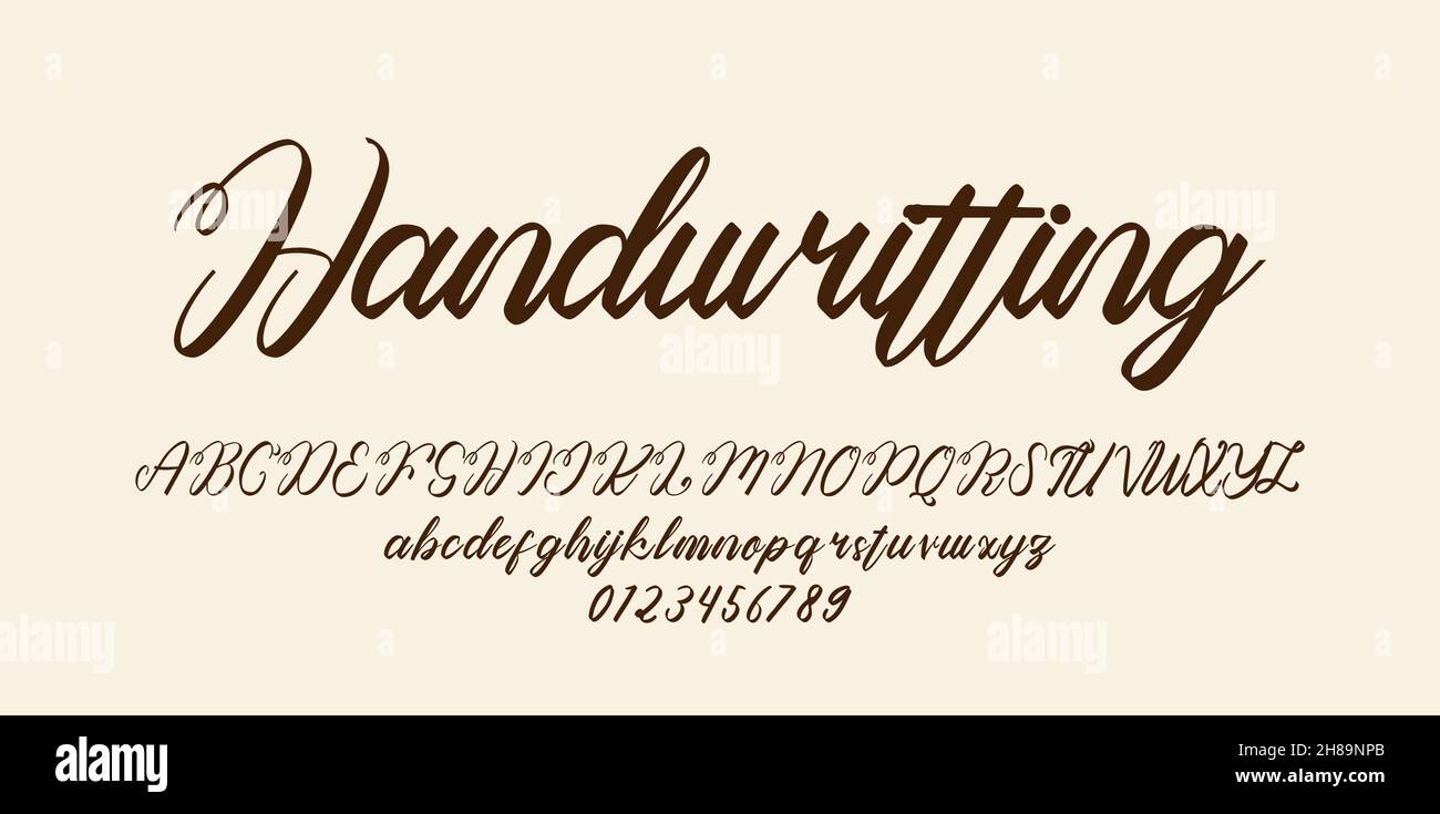 handwriting script font alphabet vector illustration isolated ...