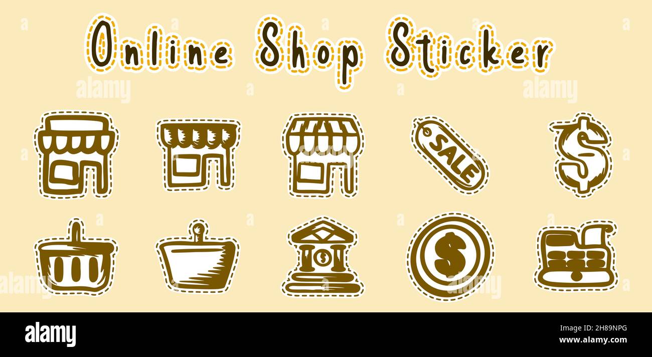 online shop doodle art sticker vector illustration isolated background ...