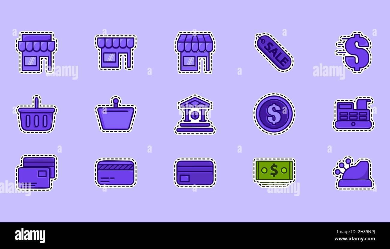 online shop colorful sticker vector illustration isolated background ...