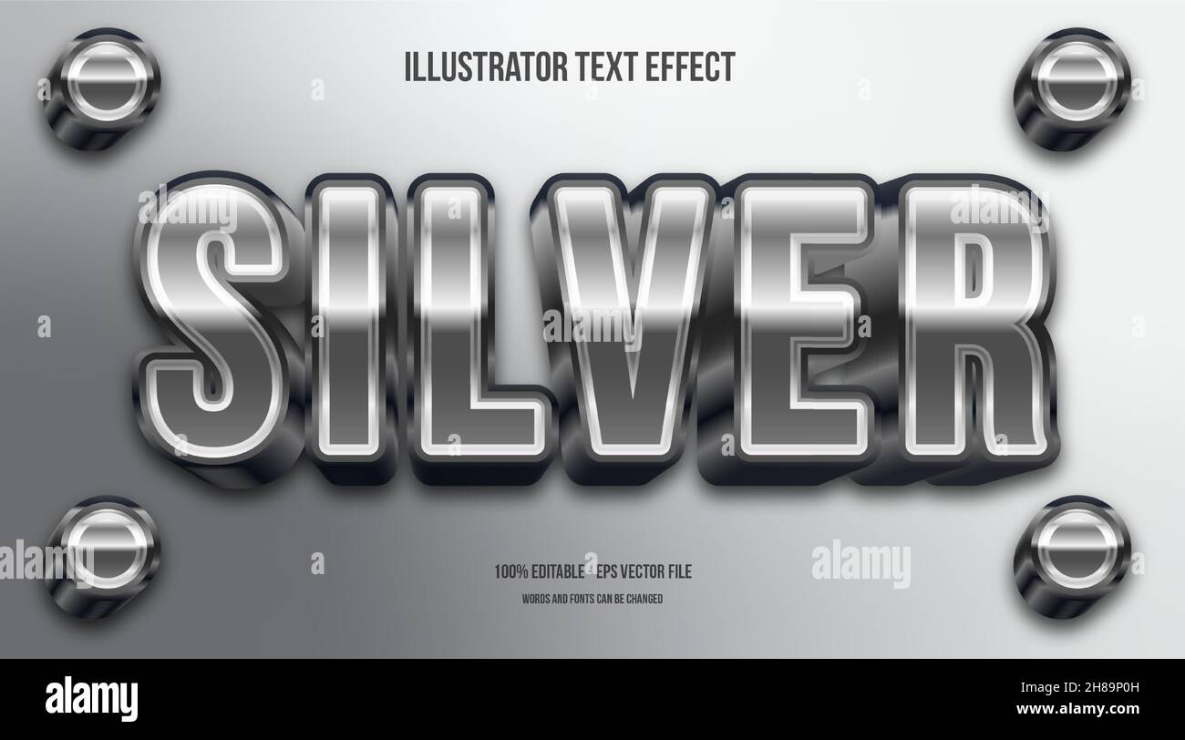 3d silver text effect vector illustration Stock Vector Image & Art - Alamy
