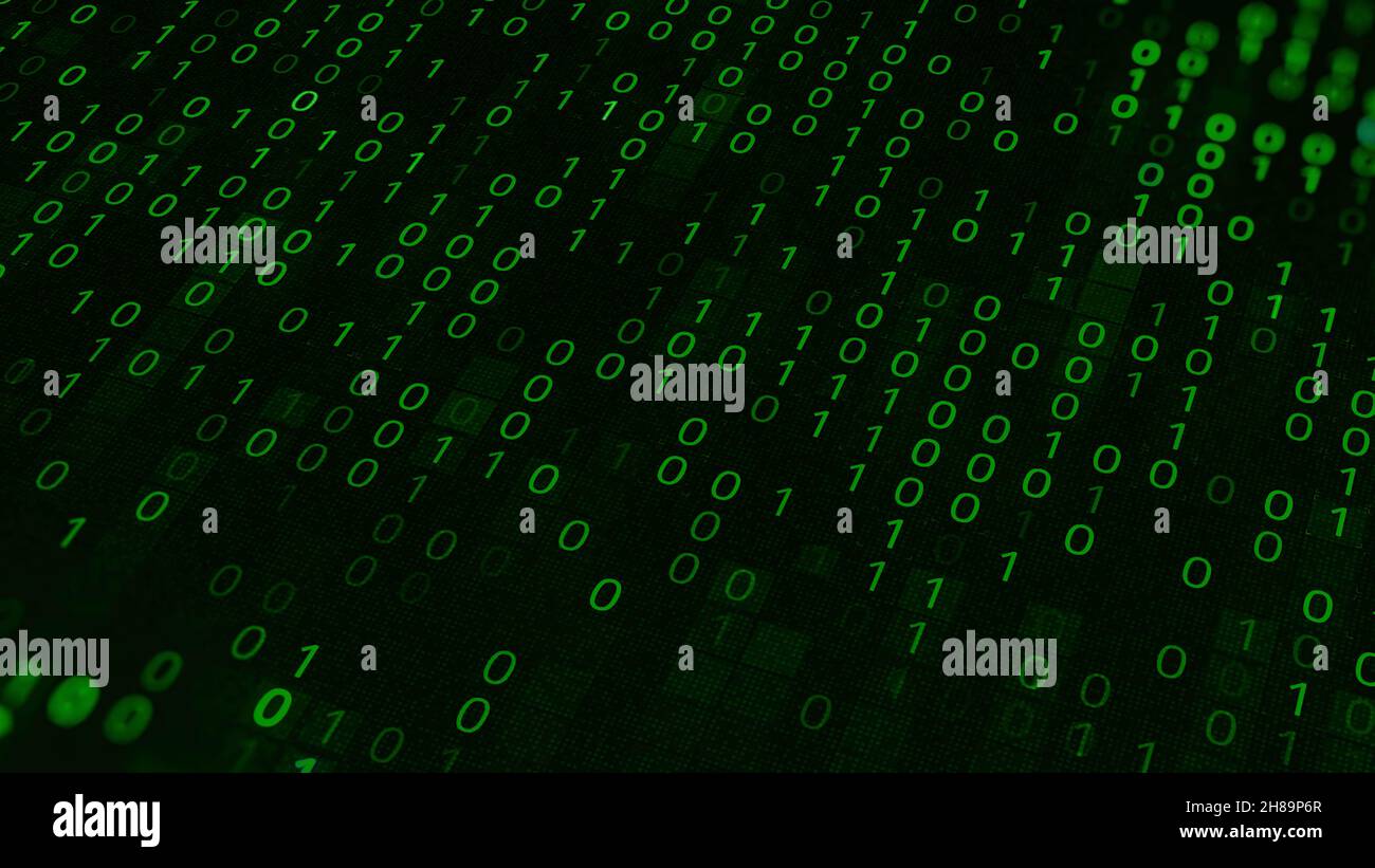 Green background of matrix with binary code. Animation. Set of binary ...