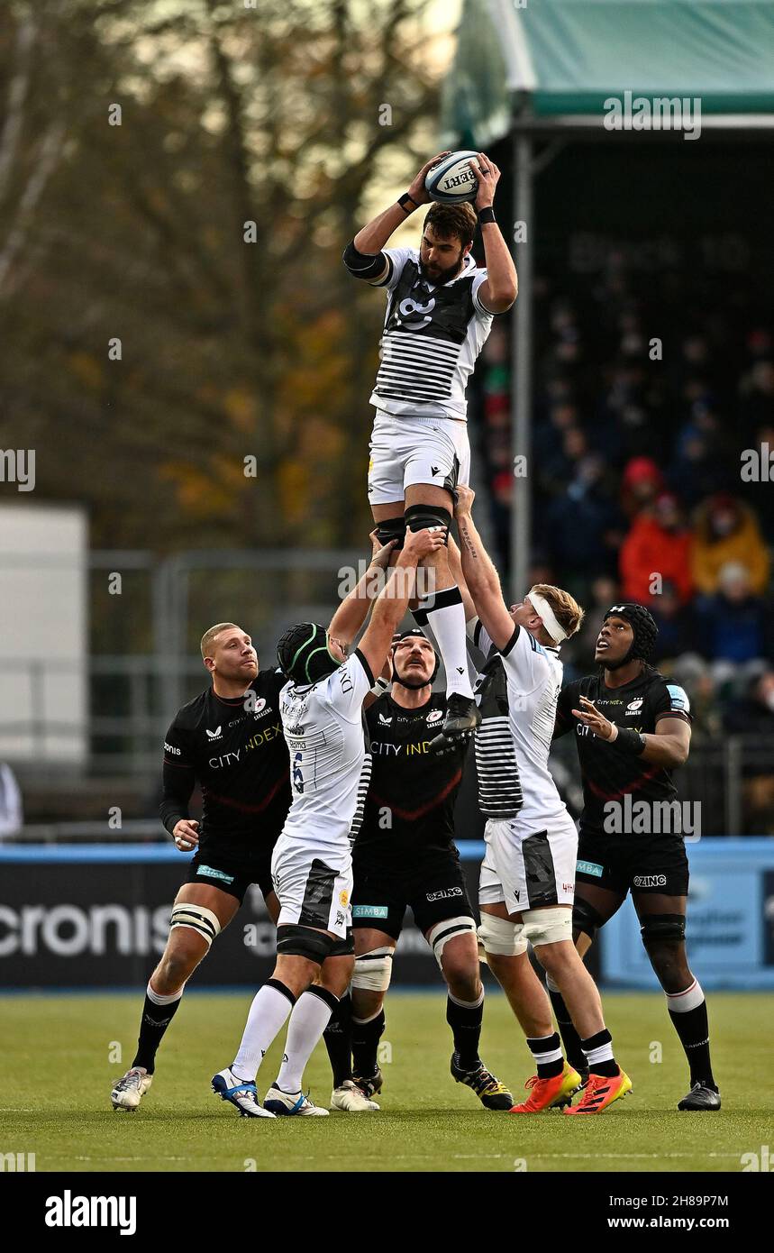 Barnet, United Kingdom. 28th Nov, 2021. Premiership Rugby. Saracens Men ...