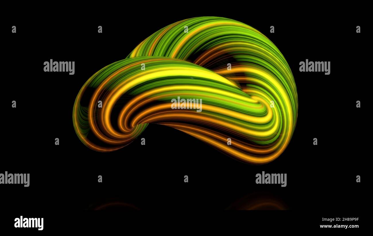 Coloured curved figure torus. Three-dimensional animation of bundle of ...