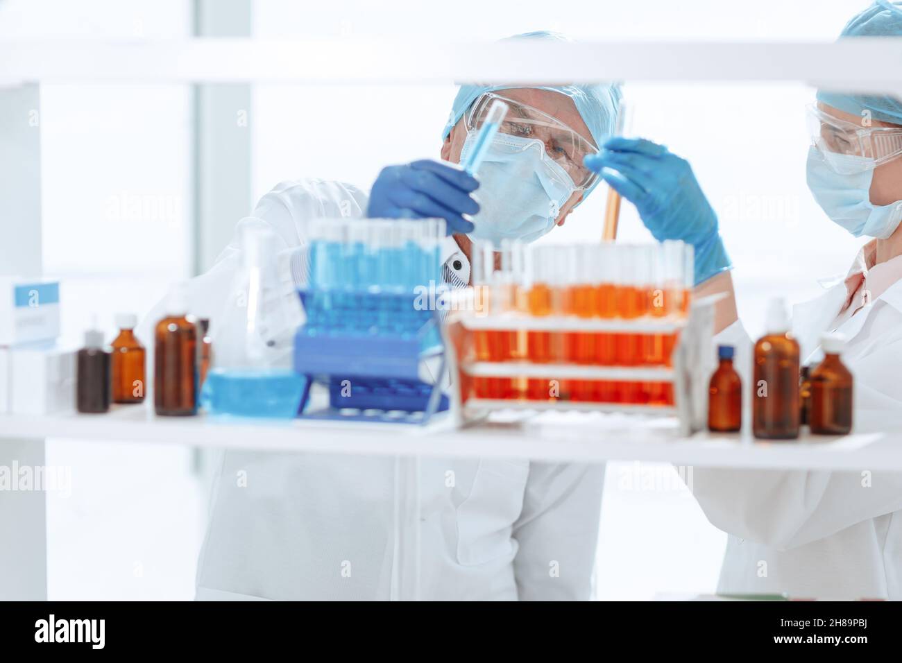 close up. laboratory scientists testing blood in the laboratory Stock ...