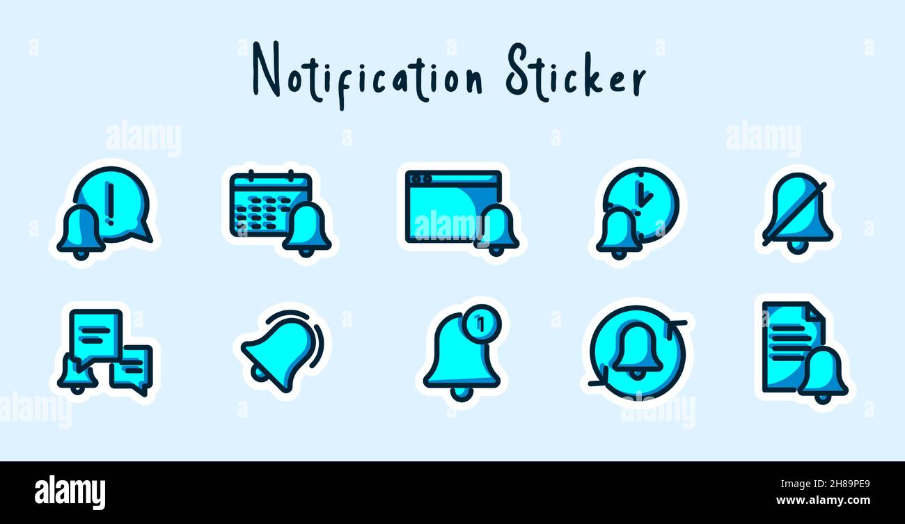 Notification line colorful sticker vector illustration isolated ...