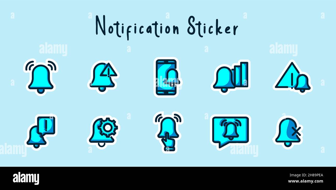 Notification line colorful sticker vector illustration isolated ...