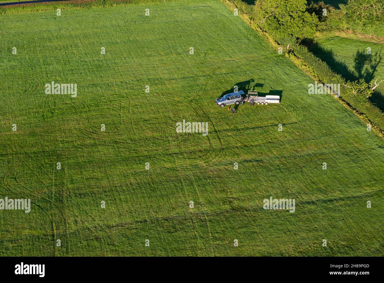 Field from above looking down from a hot air balloon Stock Photo - Alamy