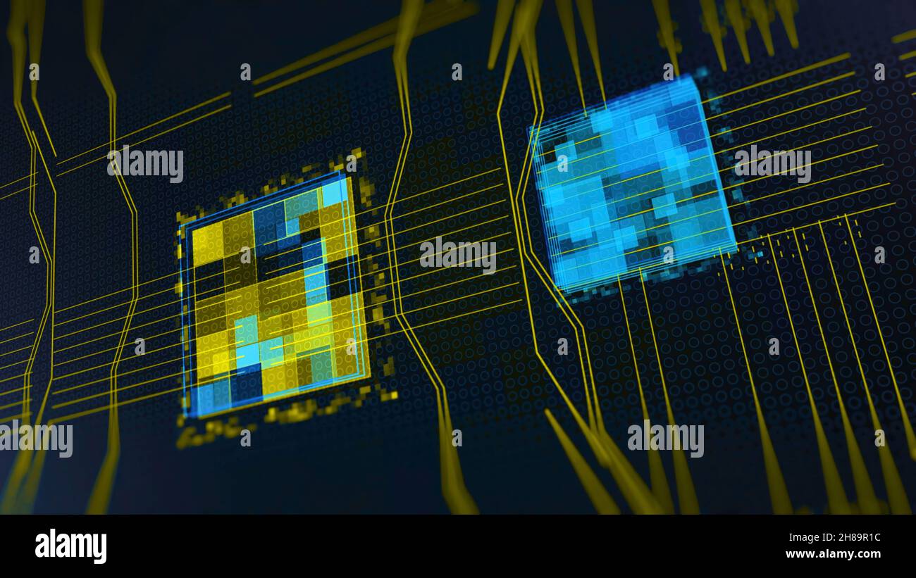 Processors CPU concept. Motherboard digital chip. Abstract animation of ...
