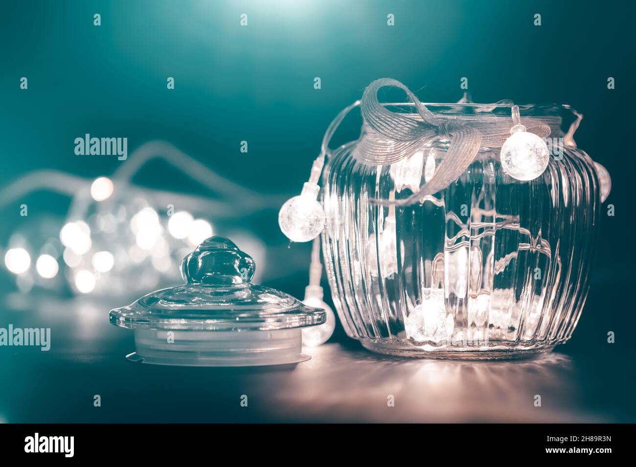 Christmas moody style background with candy jar and Christmas ...