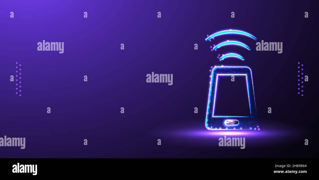 phone, wifi polygonal low poly wireframe background vector illustration ...