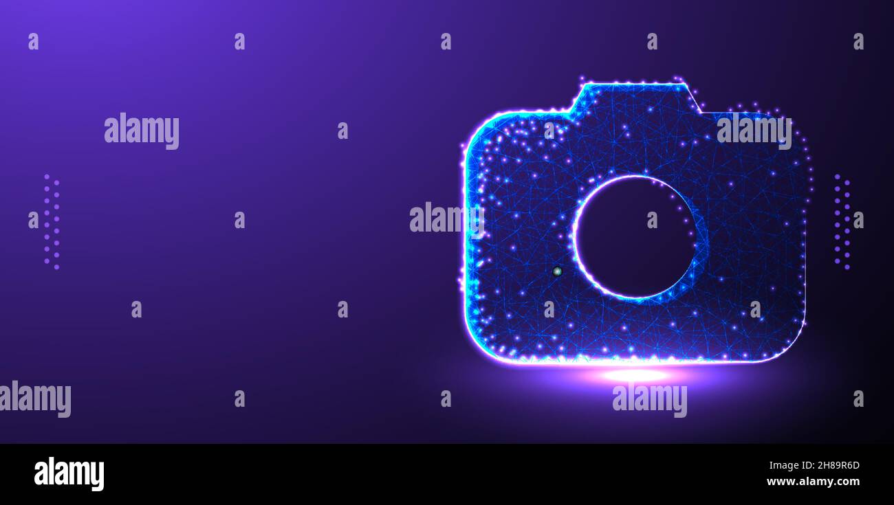 camera, lens polygonal low poly wireframe background vector ...
